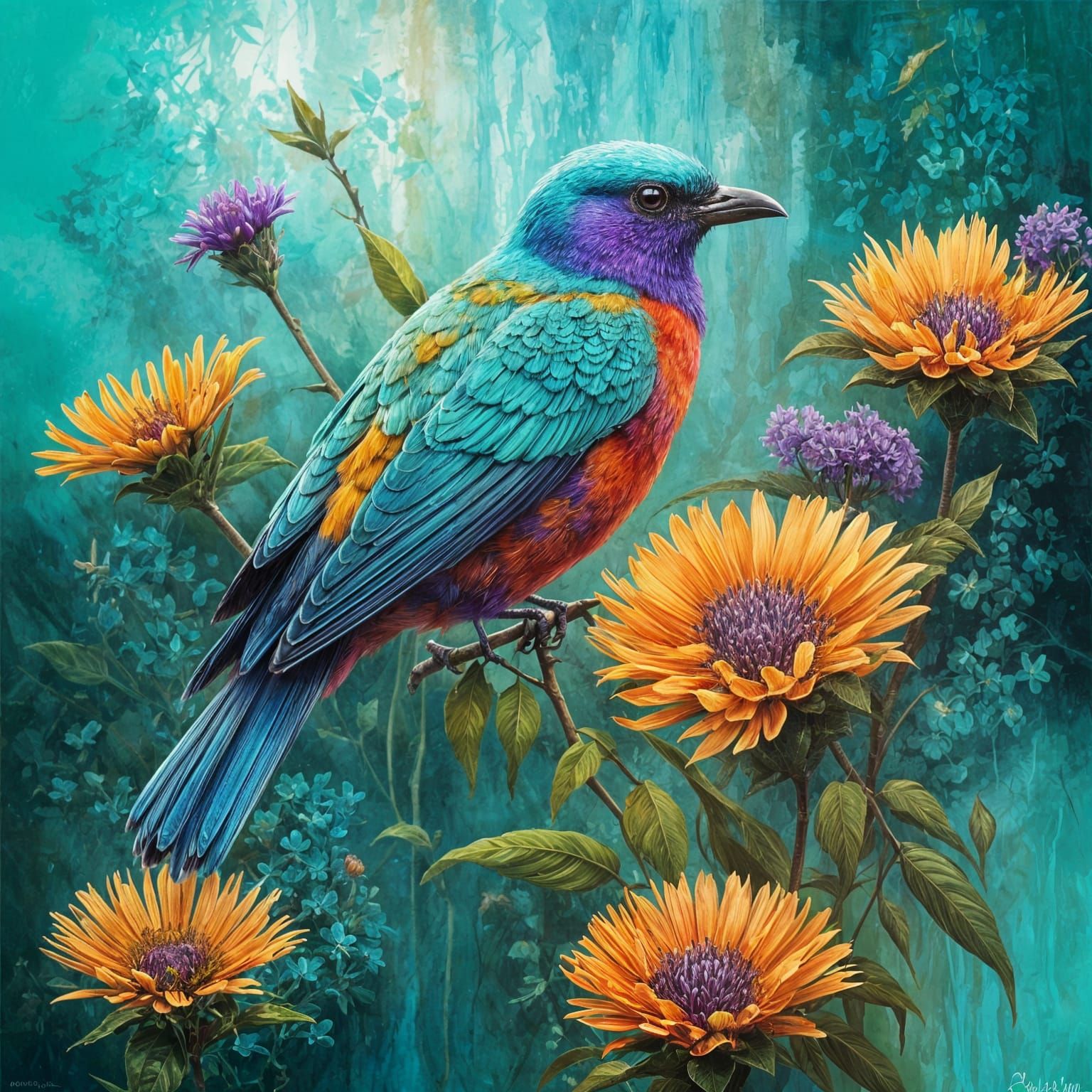 The beautiful Turquoise Cotinga Bird