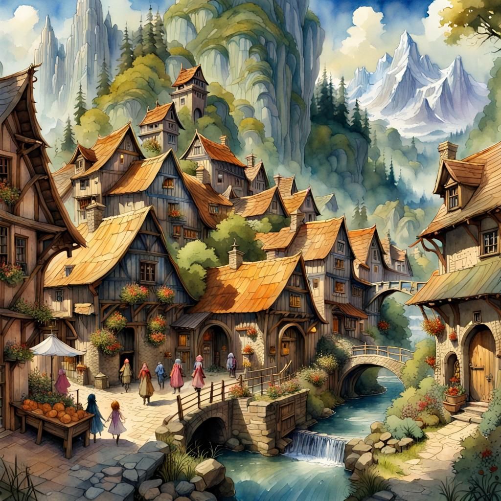 The village - AI Generated Artwork - NightCafe Creator