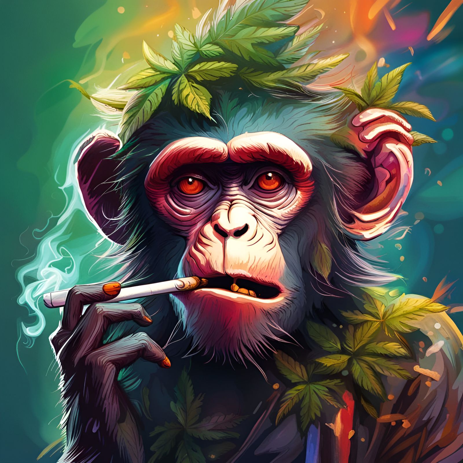 monkey smoking weed - AI Generated Artwork - NightCafe Creator