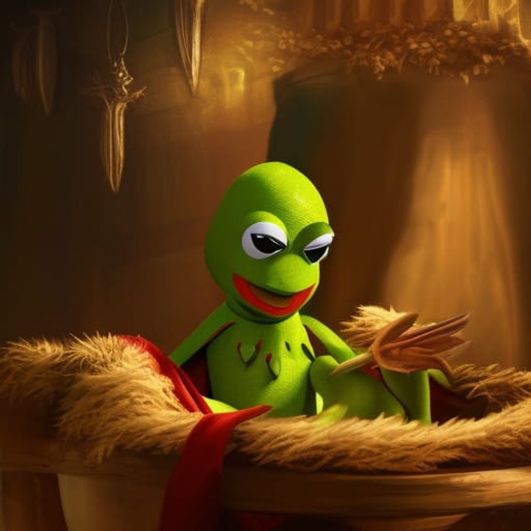 Baby Kermit Jesus slaying in the manger. - AI Generated Artwork ...
