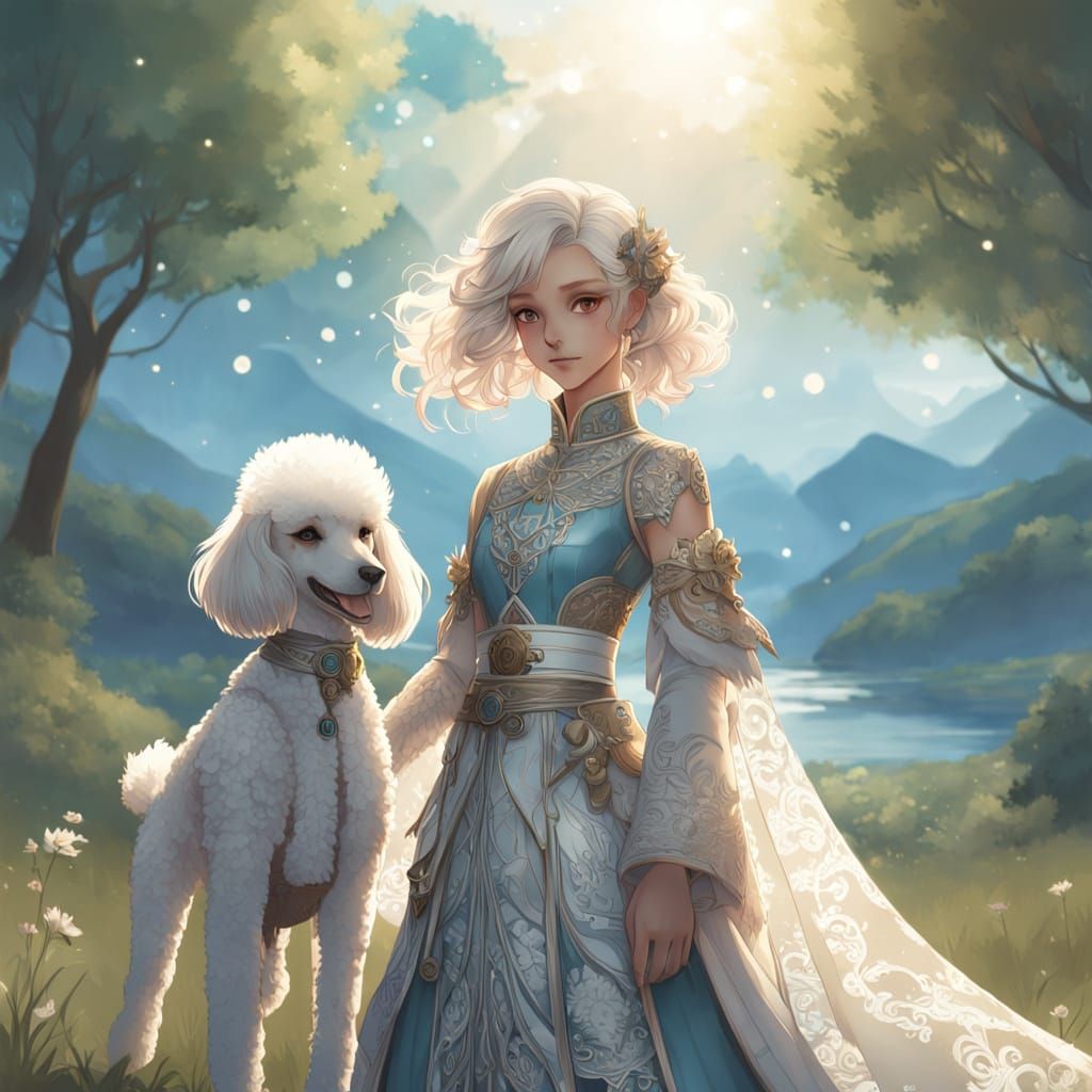 beautiful goddess of poodle - Anime Goddess with Poodle in D...