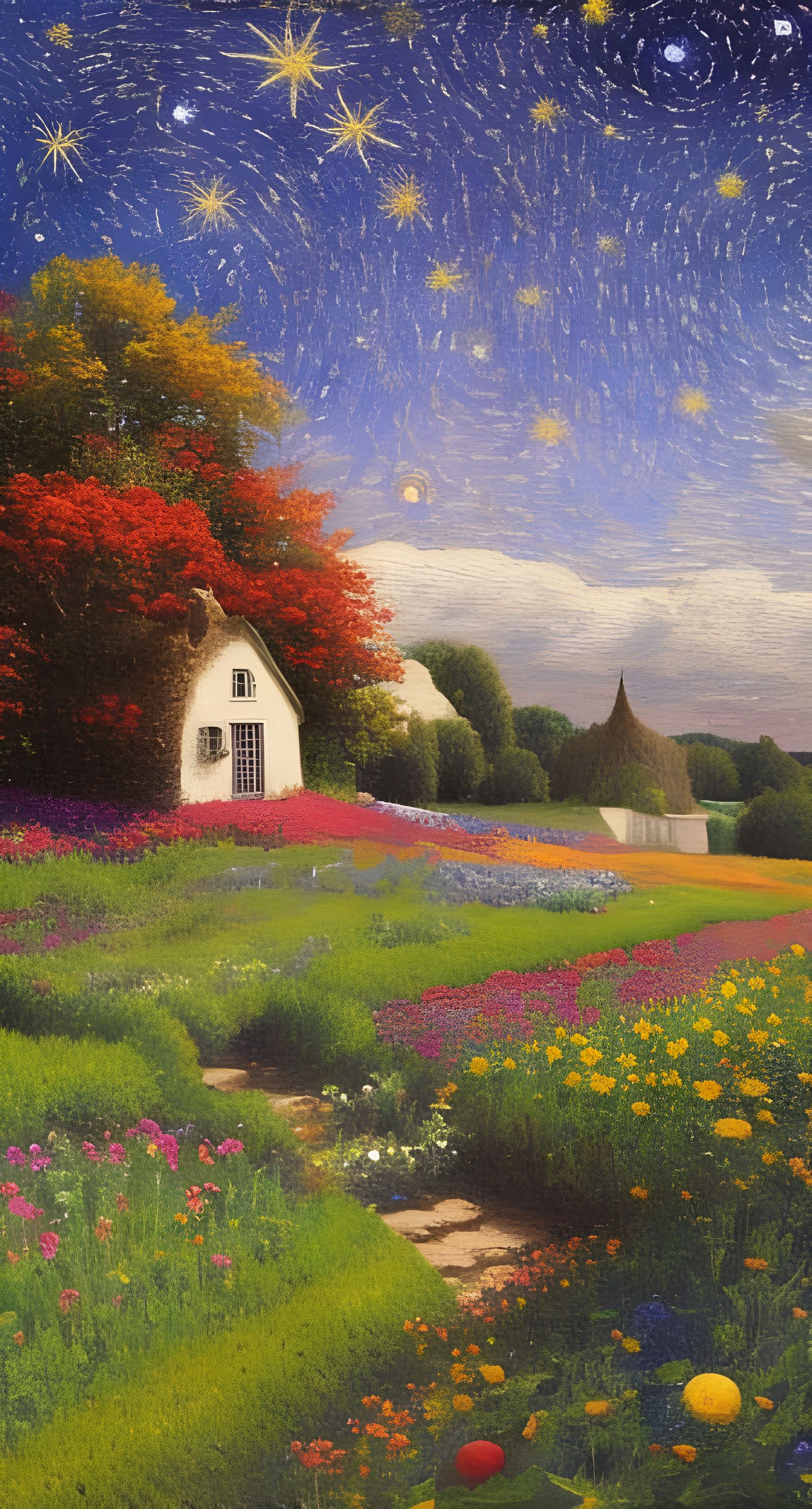 Starry Cottage - AI Generated Artwork - NightCafe Creator