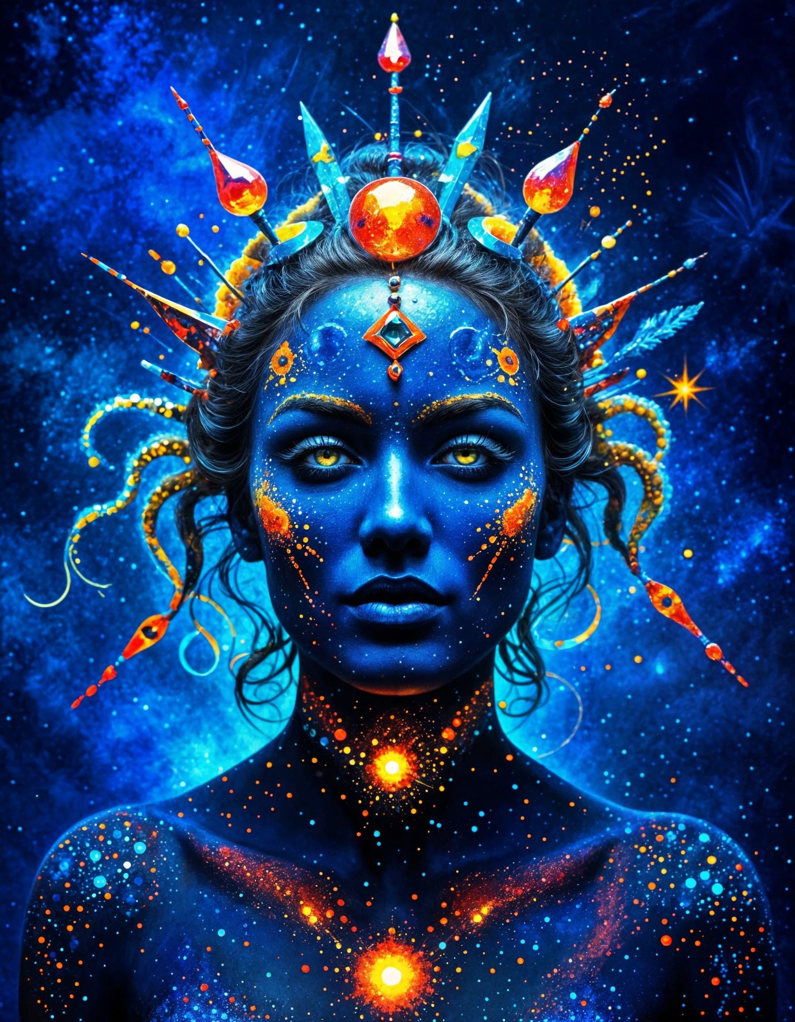 Creatrix - Ethereal Goddess in Vibrant Pointillism