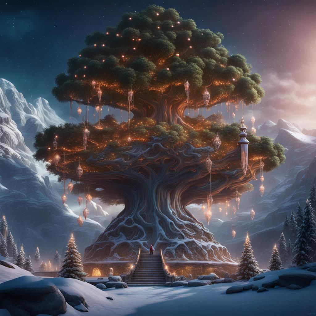 Yggdrasil as Christmas tree in Asgard - AI Generated Artwork ...