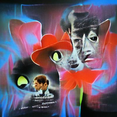 Flower cat and jean Paul Belmondo Abstract spooky film noir French ...
