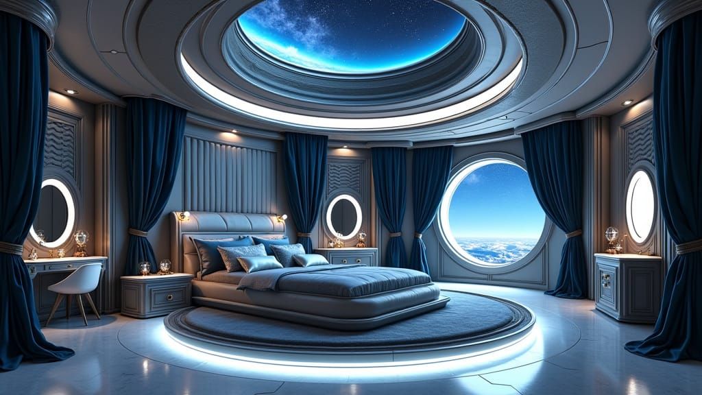 Egyptian Royal Spacecraft Stateroom in Majestic, H... - AI Art