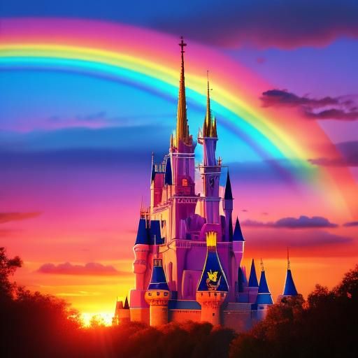 Disney Sky, sunset, rainbow - AI Generated Artwork - NightCafe Creator
