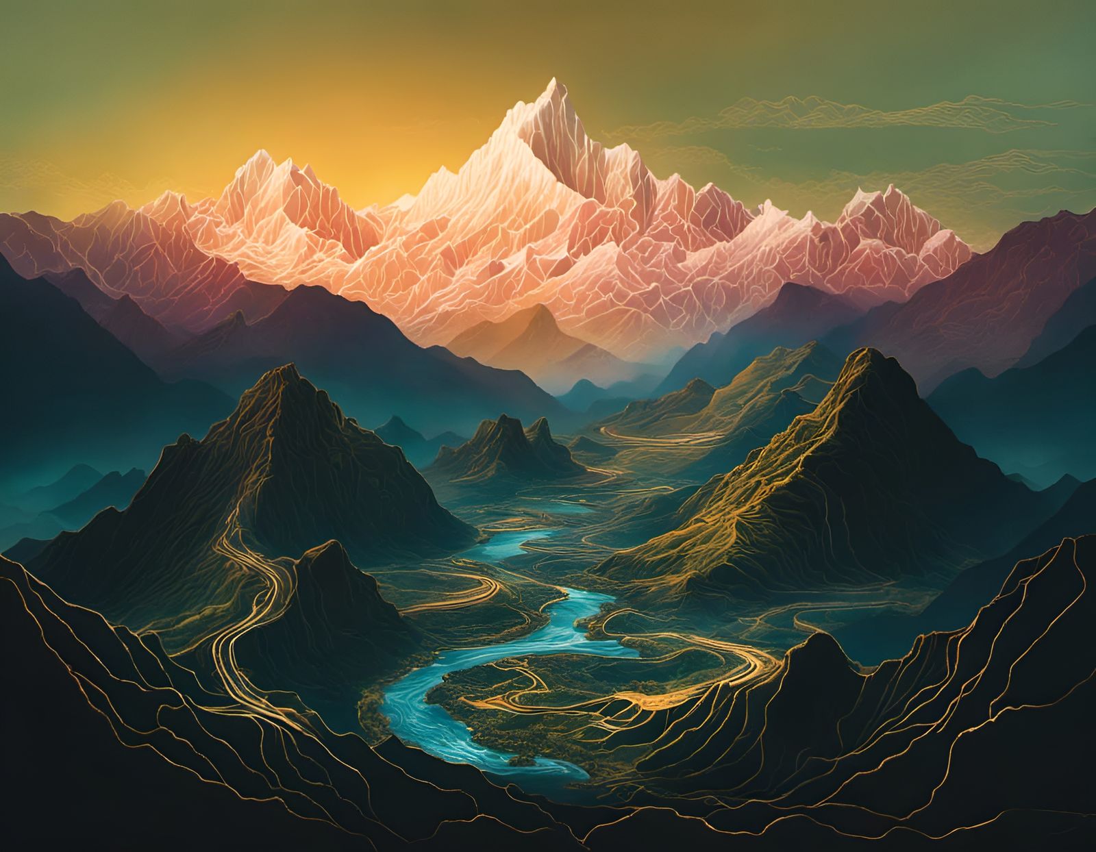 Magical Mountainscape - AI Generated Artwork - NightCafe Creator