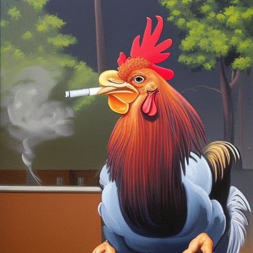 A rooster smoking a cigarette - AI Generated Artwork - NightCafe Creator