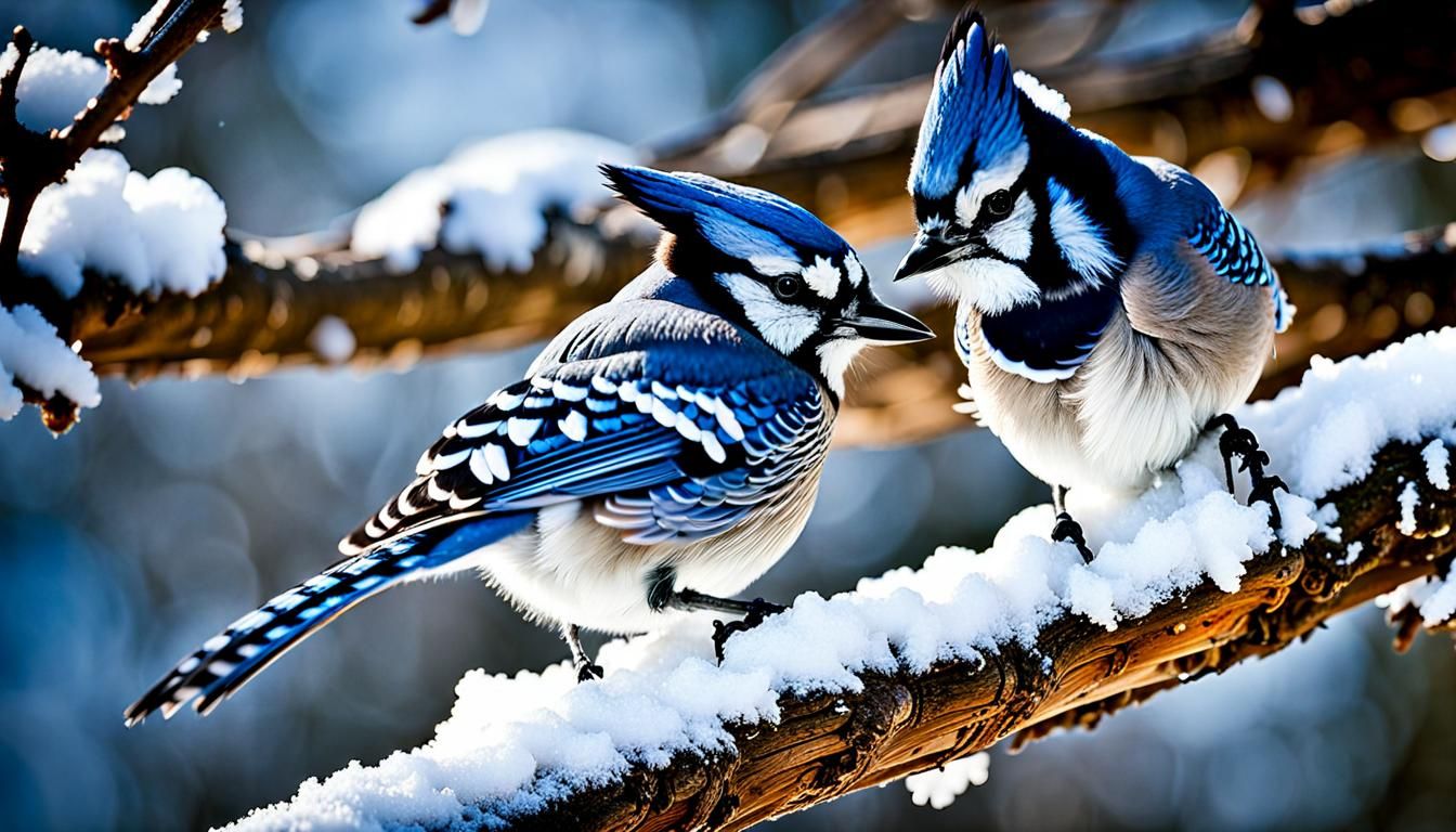 Blue Jay in Winter Snow - AI Generated Artwork - NightCafe Creator