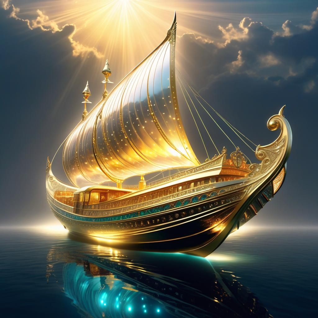 Golden Boat of the Gods - AI Generated Artwork - NightCafe Creator