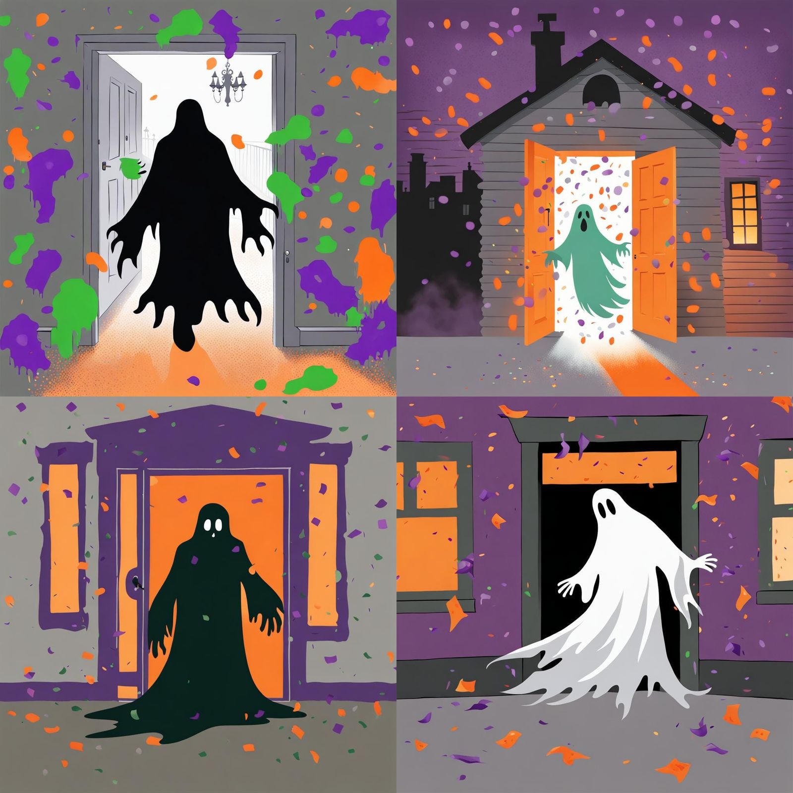 the silhouette of a ghost among a gray mist. description: the ...