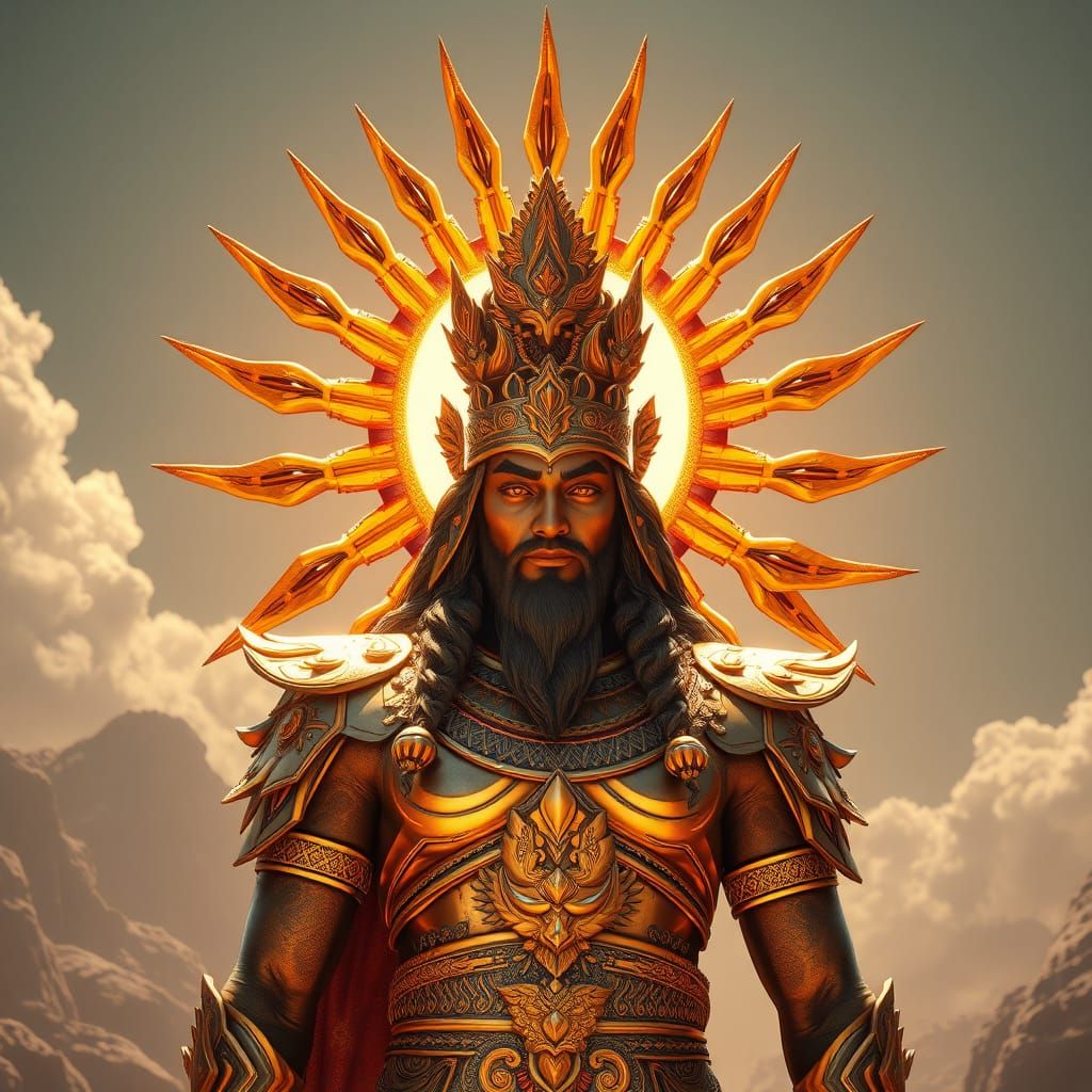 Mithra, Iranian Sun God, in Radiant Solar Costume - AI Art