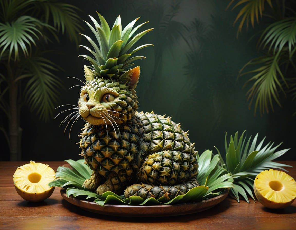 Pineapple Cat - Pineapple Cat in Photorealistic Detail