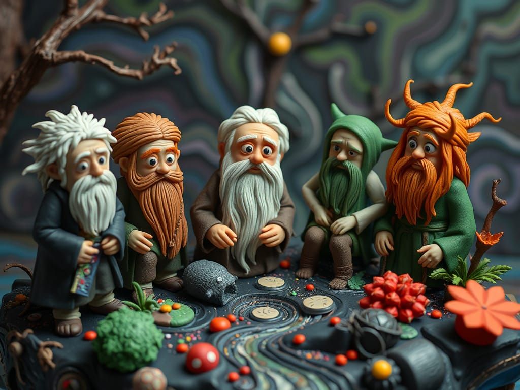 Tolkien Mythos Claymation Worlds in Ferrofluid Abs... - AI Art