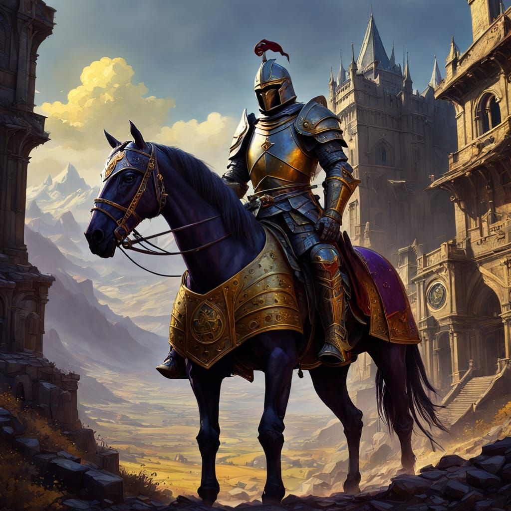 Epic Templar Knight in Dark Fantasy Realism - AI Art