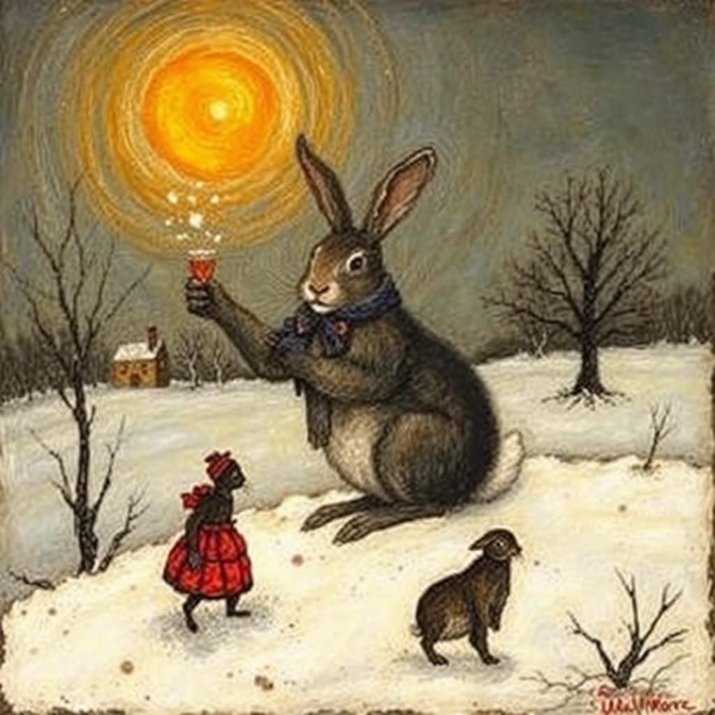Ethereal Rabbit Applauds Nuclear Apocalypse in Whi... - AI Art