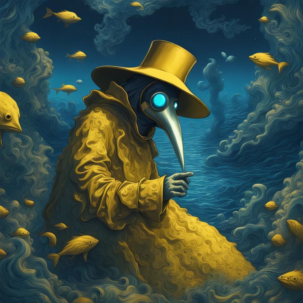Plague Doctor and blobfish in the deep dark ocean Killian Eng yellow ...