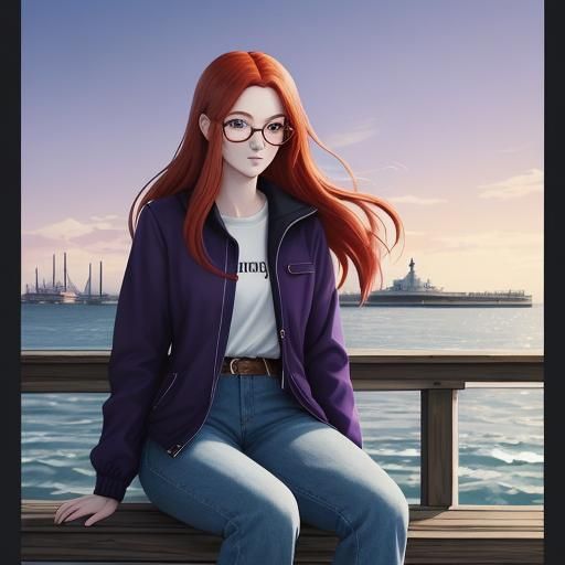 Woman at the ocean, lighthouses. - AI Generated Artwork - NightCafe Creator