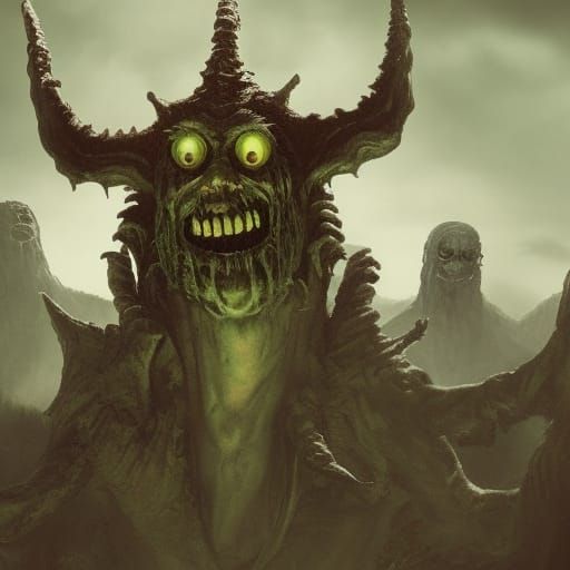 giant giants, interdimensional insectoids, evil, demonic, monstrous ...