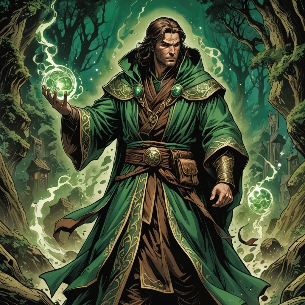 Earth Mage wearing green and brown robes - AI Generated Artwork ...