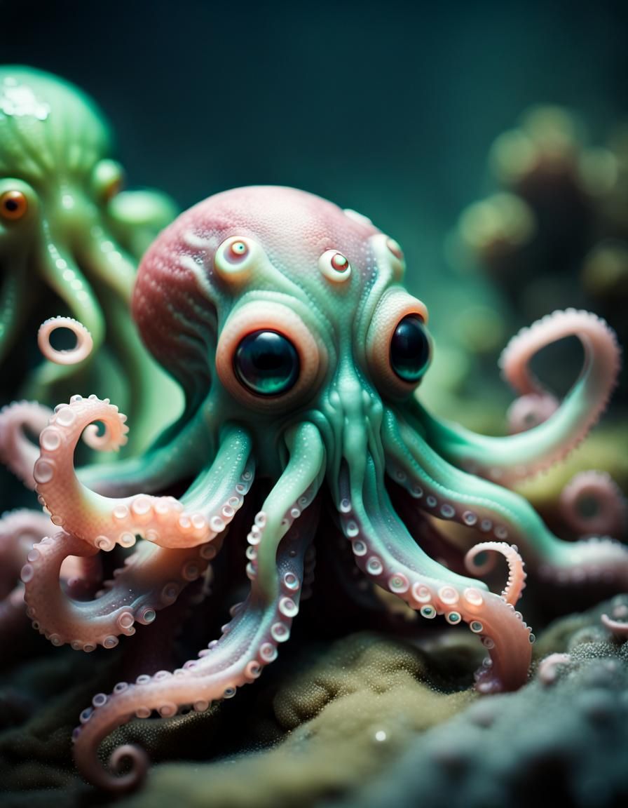 Prismatic Wanderer: The Oddity of the Rainbow Octopus - AI Generated Artwork - NightCafe Creator