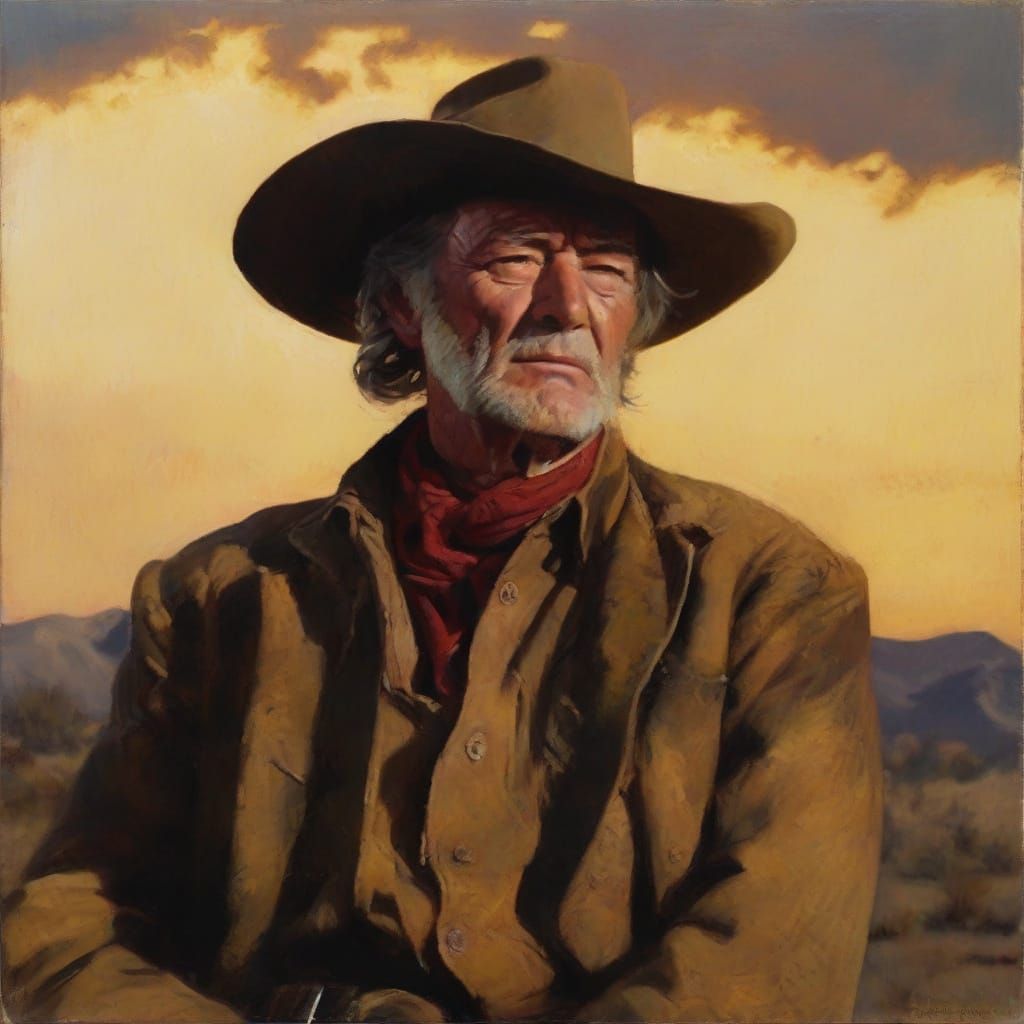 John Wayne as Rooster Cogburn in Gritty Western Fi... - AI Art