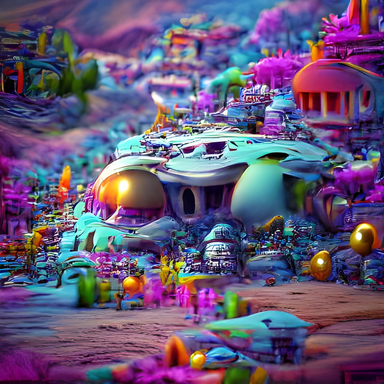 Alien town on another planet - AI Generated Artwork - NightCafe Creator