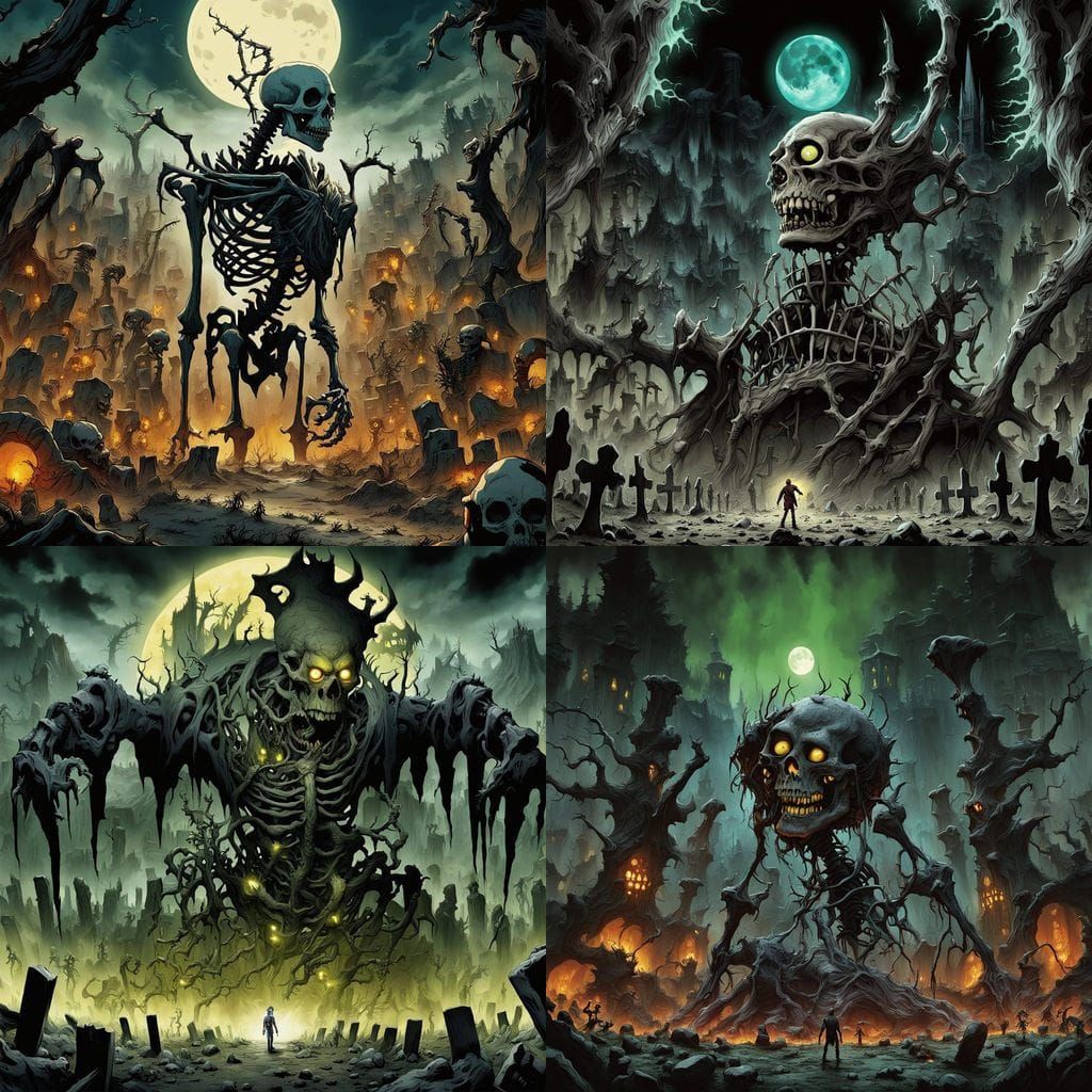 Ethereal Bone Elemental Rises in Dark Fantasy Anim... - AI Art