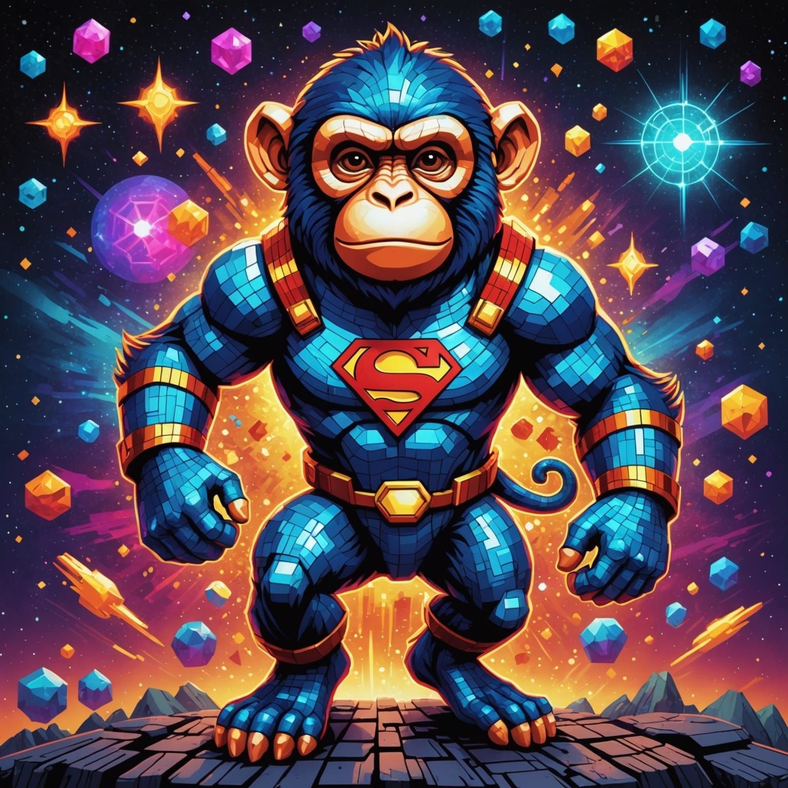 8-Bit Superhero Monkey - AI Generated Artwork - NightCafe Creator