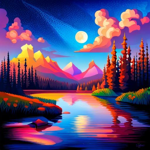 Colourful landscape - AI Generated Artwork - NightCafe Creator