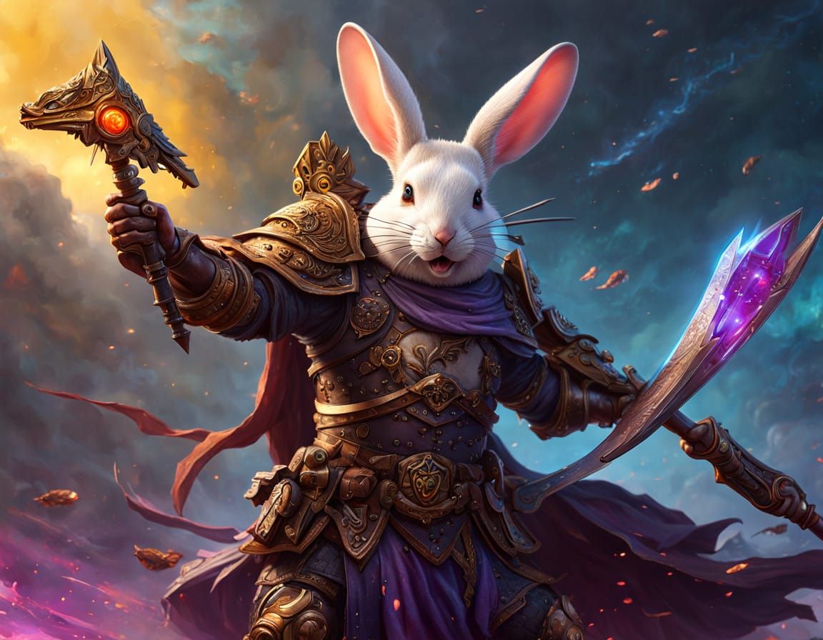 Sir Mouse Bunny - Mouse Warrior in Dark Fantasy Art