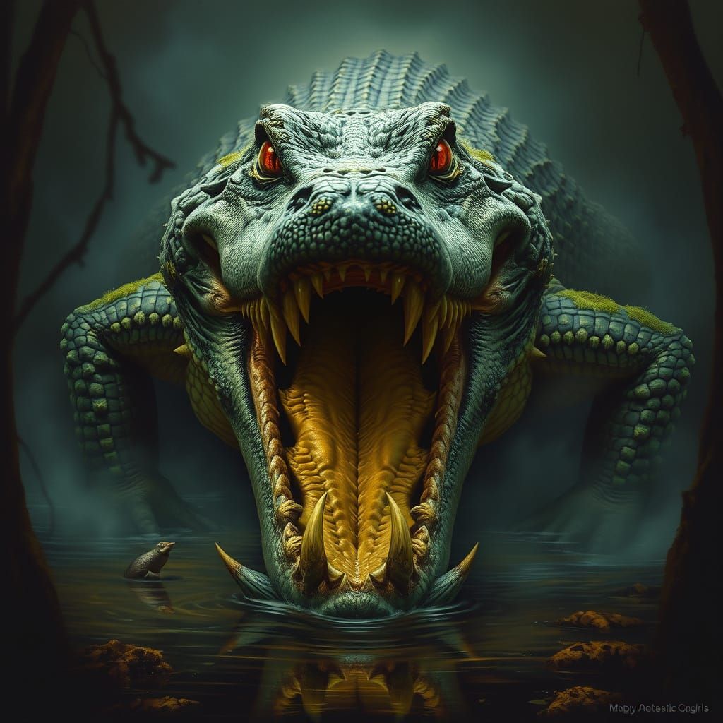 cocodrilo monstruoso - Terrorizing Swamp Monster in a Vibran...