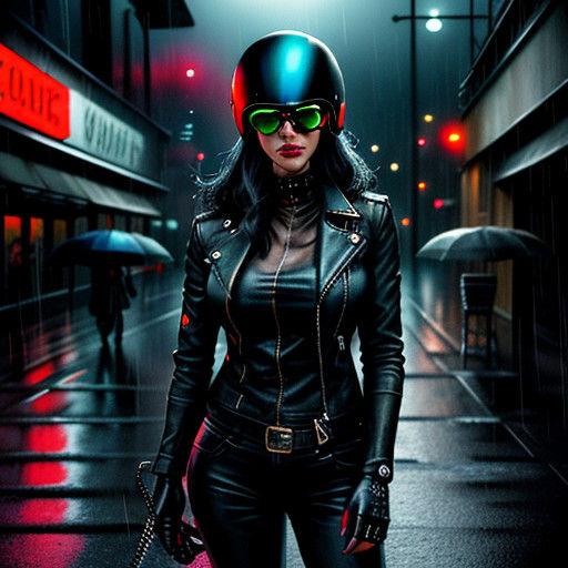 comic art photorealistic wet wash - Moody Dark Cityscape in...