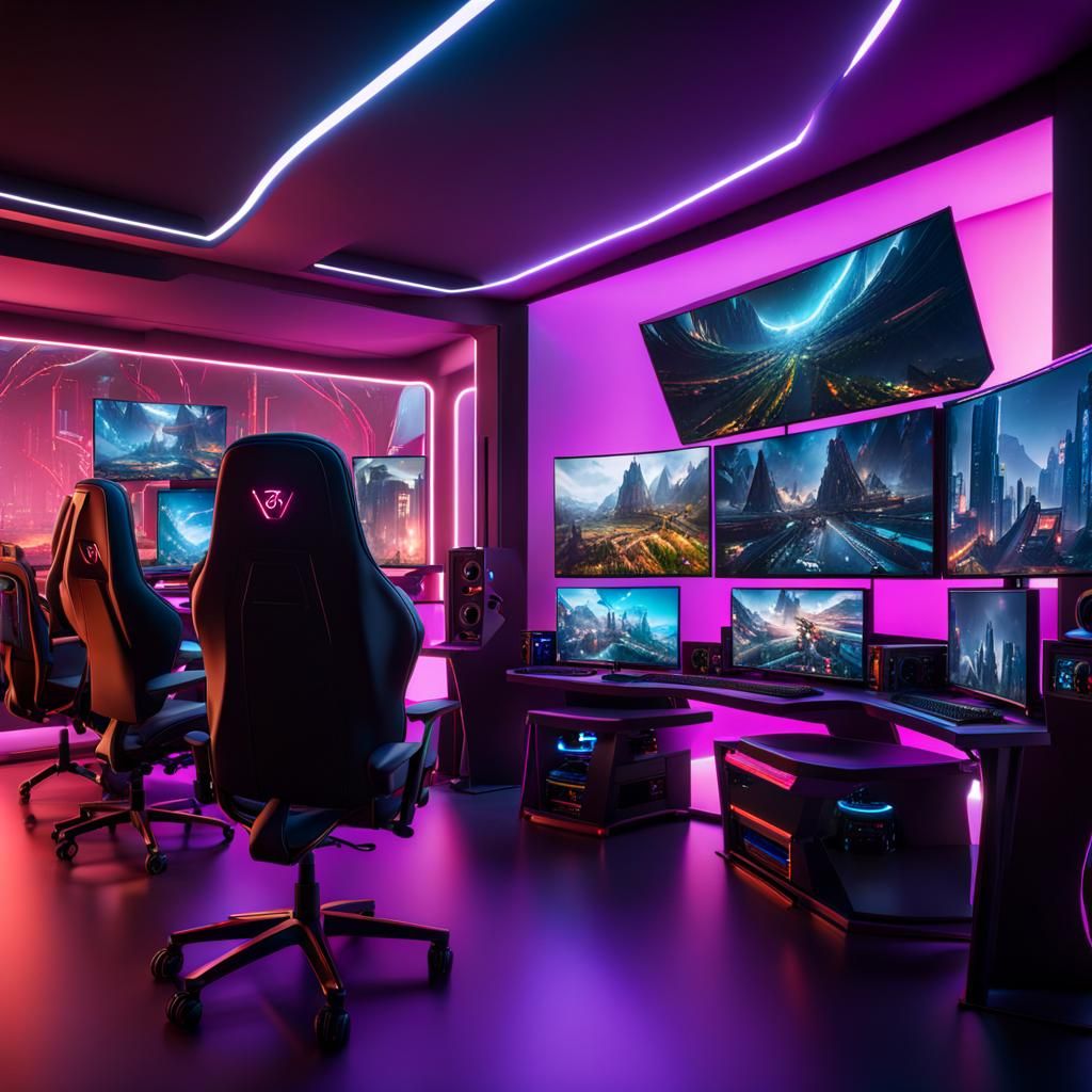 State of the art computer gaming center with multiple advanced ...