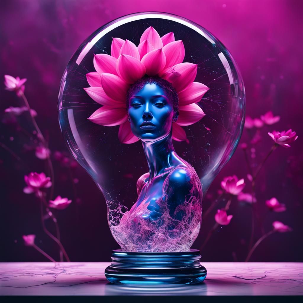 Good morning, a marble sculpture of supermodel woman's face inside a ...