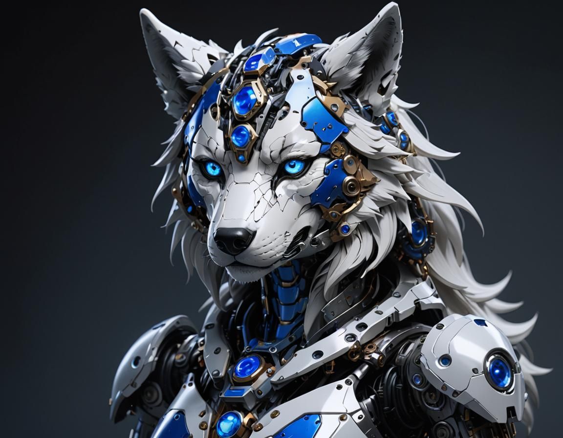 cyborg wolf girl - AI Generated Artwork - NightCafe Creator