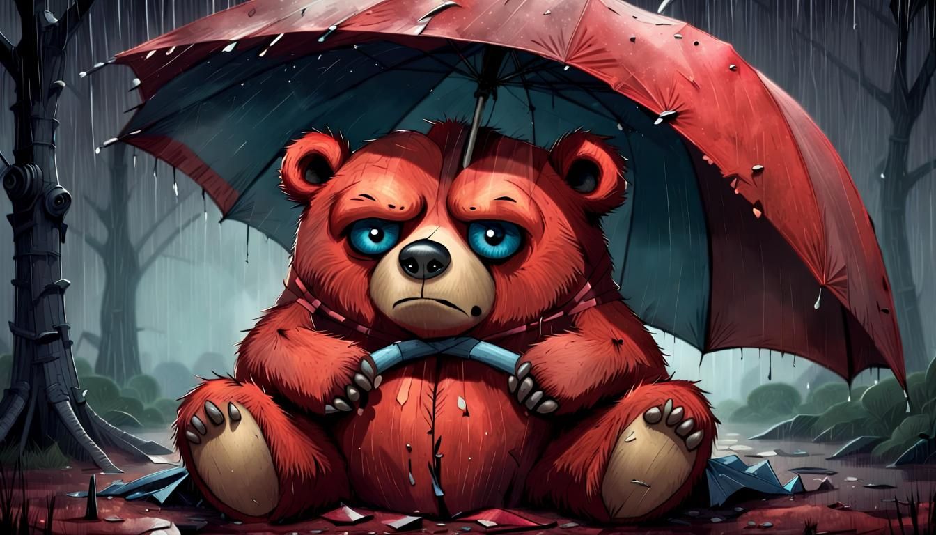 A Grumpy Bear Insists on Snoozing in a Tattered Br... - AI Art