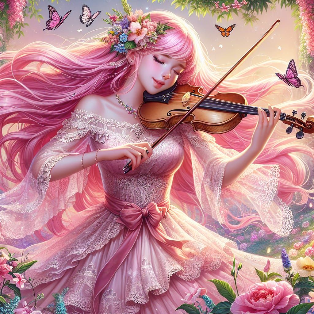 The Garden Violin Player - AI Generated Artwork - NightCafe Creator