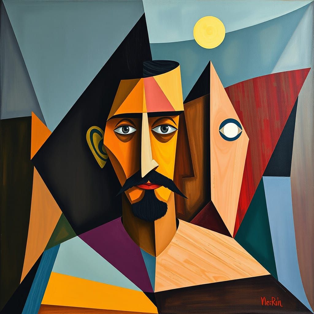 A Fusion of Artistic Styles in Geometric Cubist Ma... - AI Art