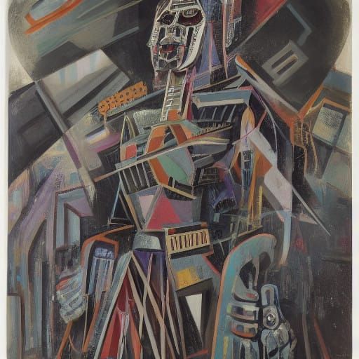 Cyberpunk Ruler Trapped in Dystopian Landscape - AI Art