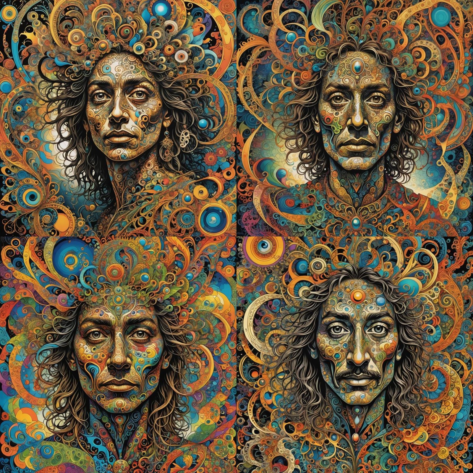 Fractals in Vibrant Dali-Inspired Zentangle - AI Art