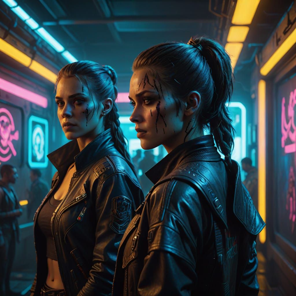 Female Outcast in Cyberpunk Metropolis - AI Art