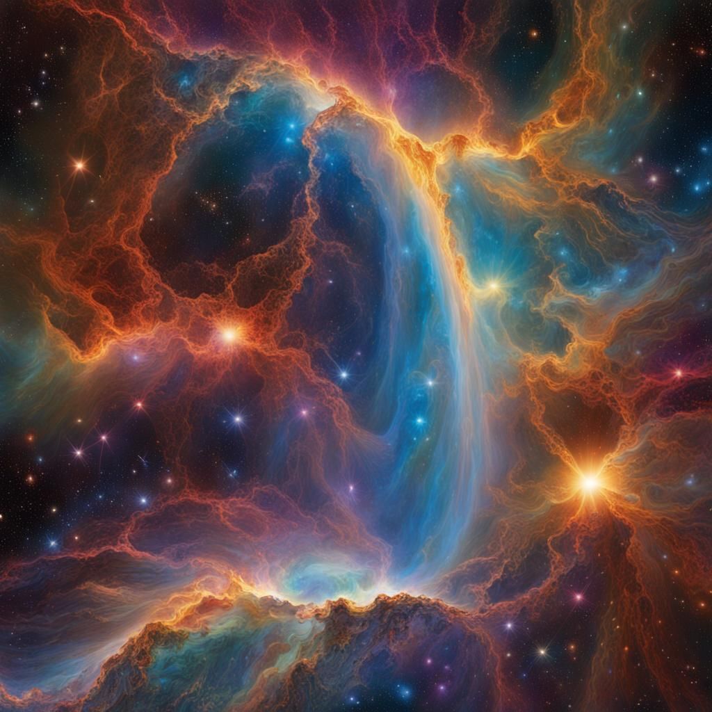 A stunning cosmic scene unfolds at the farthest reaches of the universe ...