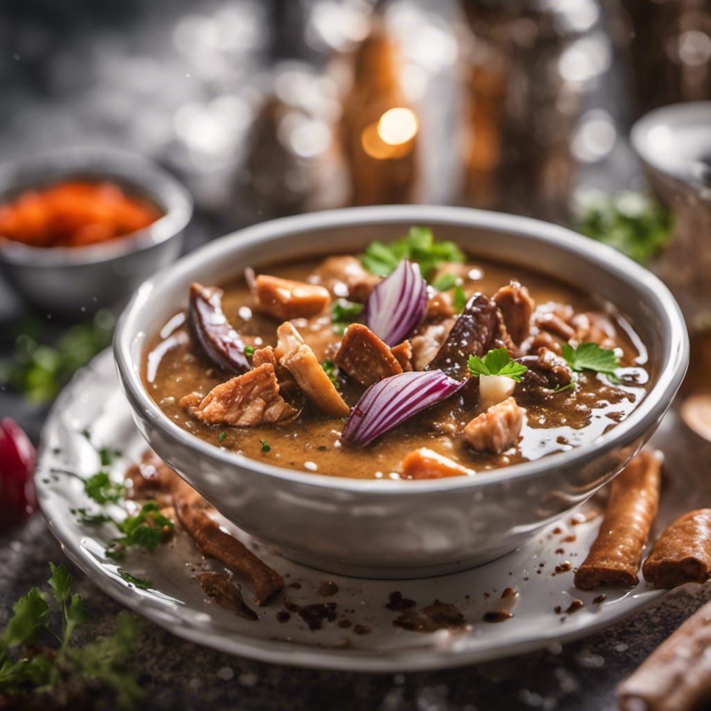 stunning picture of a gorgeous plate of a delicious Gumbo. ink splatter ...