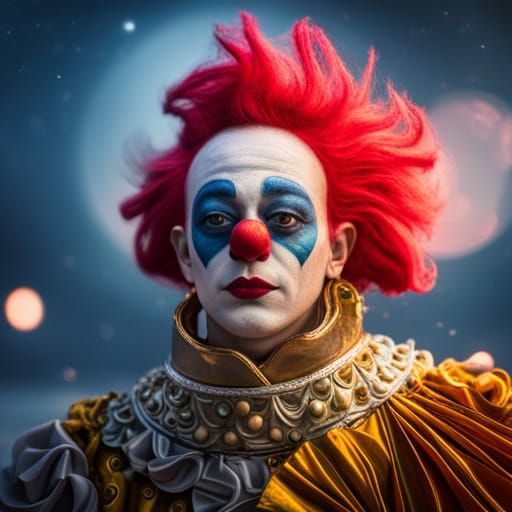 Cosmic clowns, 8k resolution, a masterpiece, 35mm, hyperrealistic ...