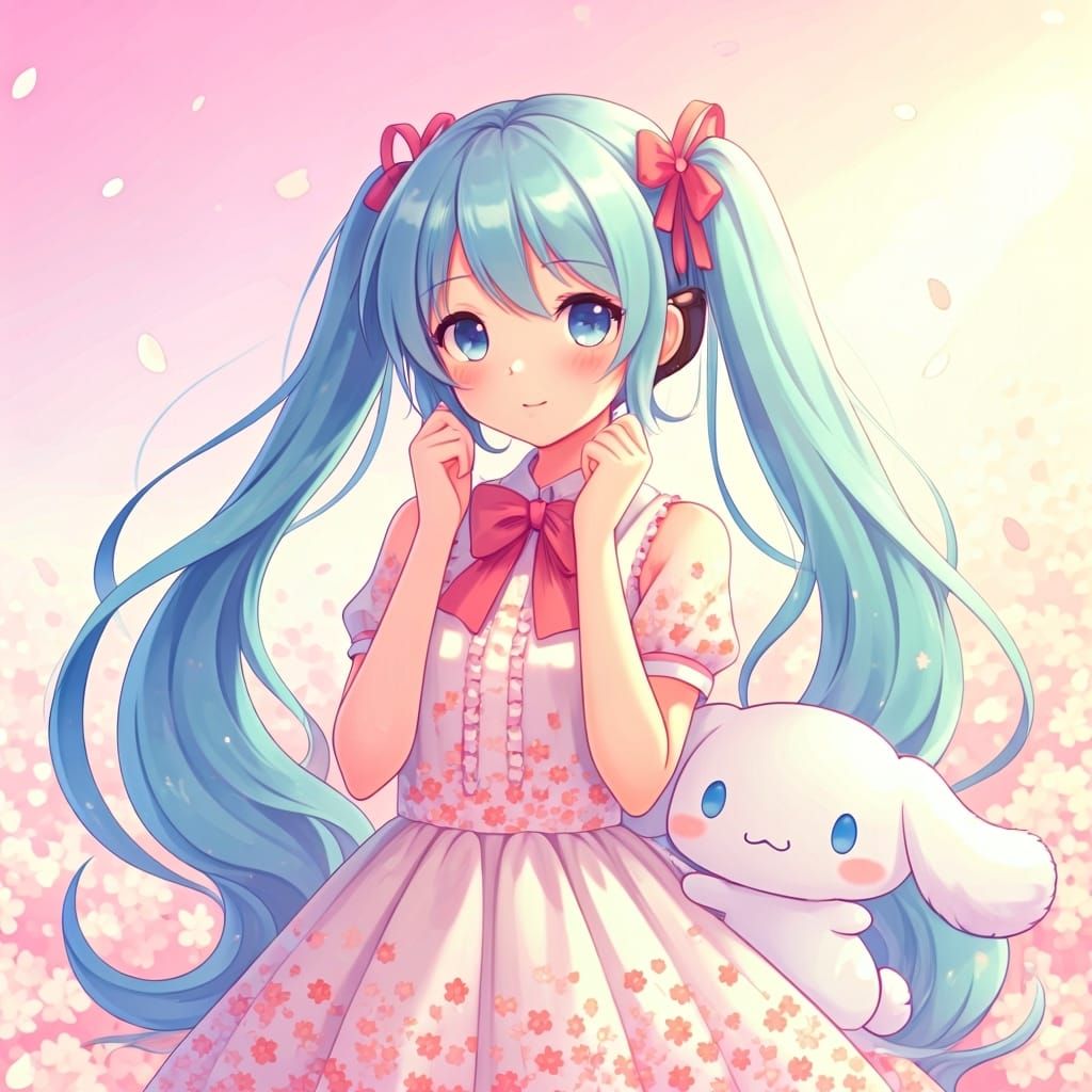 MIKU & CINNAMON ROLL - Hatsune Miku and Cinnamoroll in Anim...