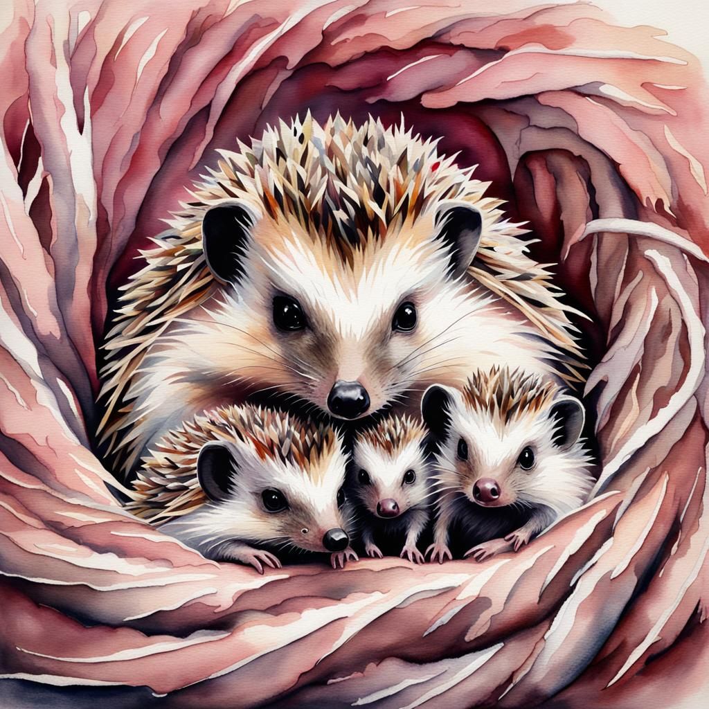 Mom Guards Baby Hoglets - AI Generated Artwork - NightCafe Creator