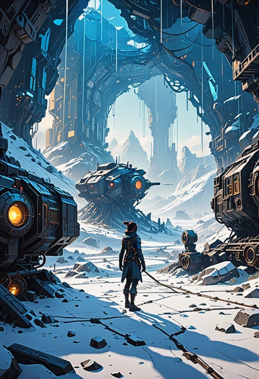 Cyborg Scientists Explore Crystal Caves of Krell P... - AI Art