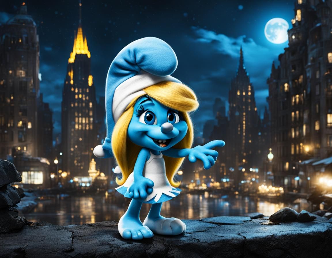 Smurfette in Night City - AI Generated Artwork - NightCafe Creator